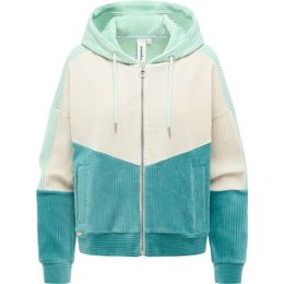 Sweatjacke Ragwear "Sweatjacke Queny Sweat Cordy", Damen, Gr. M, gr&uuml;n (teal gr&uuml;n), Obermaterial: 76% Baumwolle CO. 20% Polyester PES. 4% Elasthan EL., Sweatjacken Sweatjacke