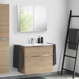 Duravit ME by Starck Waschtisch, evineo ineo4 Unterschrank B: 83 cm, mit Griff, mit Spiegelschrank,, 233683AA00+BE0266OA+BEA002MI,