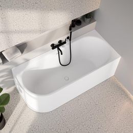 evineo ineo3 Eck-Badewanne mit Schlitz&uuml;berlauf L: 170 B: 75 H: 60 cm, Raumecke rechts, BE4083WM,