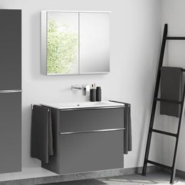 Duravit ME by Starck Waschtisch, evineo ineo4 Unterschrank B: 83 cm, mit Griff, mit Spiegelschrank,, 233683AC60+BE0266AN+BEA002MI,