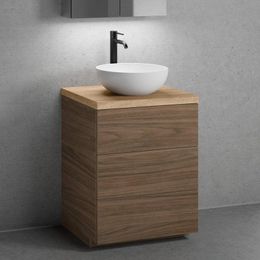 neoro n50 Unterschrank B: 60 cm mit 3 Ausz&uuml;gen, Waschtisch &Oslash; 40 cm wei&szlig; matt,, BN0064WM+BN0451WL+BN0401W1,