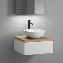 neoro n50 Unterschrank B: 60 cm mit 1 Auszug, Waschtisch &Oslash; 40 cm wei&szlig; matt,, BN0064WM+BN0411WM+BN0401W1,