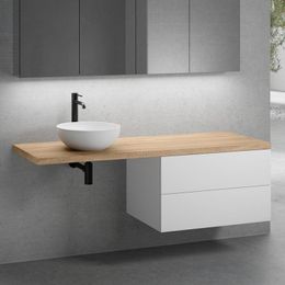 neoro n50 M&ouml;belanlage B: 160 cm, Unterschrank B: 80 cm mit 2 Ausz&uuml;gen, Waschtisch &Oslash; 45 cm wei&szlig; matt,, BN0106WM+BN0422WM+BN0405W1,