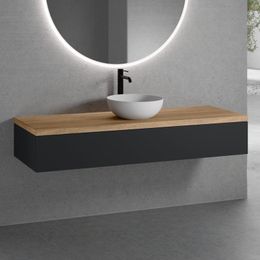 neoro n50 Unterschrank B: 160 cm mit 1 Auszug, Waschtisch &Oslash; 45 cm wei&szlig; matt,, BN0106WM+BN0493BM+BN0405W1,