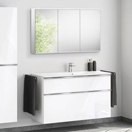 Duravit ME by Starck Waschtisch, evineo ineo4 Unterschrank B: 123 cm, mit Griff, mit Spiegelschrank,, 233612AC00+BE0268WH+BEA004MI,