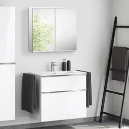 Duravit ME by Starck Waschtisch, evineo ineo4 Unterschrank B: 83 cm, mit Griff, mit Spiegelschrank f&uuml;r die Schweiz,, 233683AC00+BE0266WH+BEA041MI,