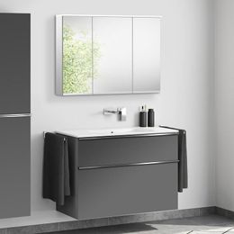 Duravit ME by Starck Waschtisch, evineo ineo4 Unterschrank B: 103 cm, mit Griff, mit Spiegelschrank,, 233610AA60+BE0267AN+BEA003MI,