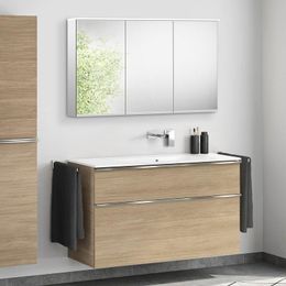 Duravit ME by Starck Waschtisch, evineo ineo4 Unterschrank B: 123 cm, mit Griff, mit Spiegelschrank,, 233612AC60+BE0268OA+BEA004MI,