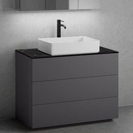 neoro n50 Unterschrank B: 100 cm mit 3 Ausz&uuml;gen, Waschtisch B: 58 cm wei&szlig; matt,, BN0065WM+BN0453GR+BN0403C2,
