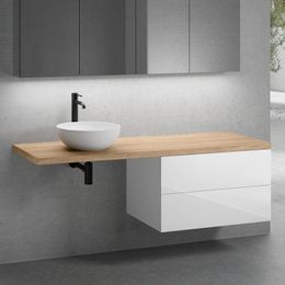 neoro n50 M&ouml;belanlage B: 160 cm, Unterschrank B: 80 cm mit 2 Ausz&uuml;gen, Waschtisch &Oslash; 45 cm wei&szlig; matt,, BN0106WM+BN0422WH+BN0405W1,