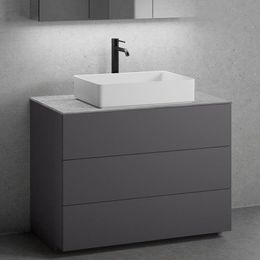 neoro n50 Unterschrank B: 100 cm mit 3 Ausz&uuml;gen, Waschtisch B: 58 cm wei&szlig; matt,, BN0065WM+BN0453GR+BN0403C3,