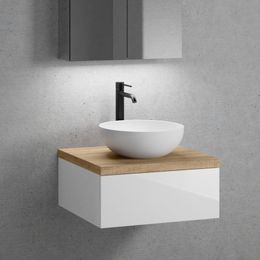 neoro n50 Unterschrank B: 60 cm mit 1 Auszug, Waschtisch &Oslash; 40 cm wei&szlig; matt,, BN0064WM+BN0411WH+BN0401W1,