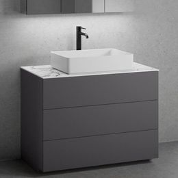 neoro n50 Unterschrank B: 100 cm mit 3 Ausz&uuml;gen, Waschtisch B: 58 cm wei&szlig; matt,, BN0065WM+BN0453GR+BN0403C1,