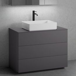 neoro n50 Unterschrank B: 100 cm mit 3 Ausz&uuml;gen, Waschtisch B: 58 cm wei&szlig; matt,, BN0065WM+BN0453GR+BN0403GR,