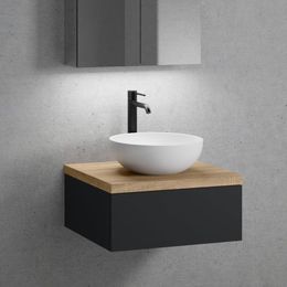 neoro n50 Unterschrank B: 60 cm mit 1 Auszug, Waschtisch &Oslash; 40 cm wei&szlig; matt,, BN0064WM+BN0411BM+BN0401W1,