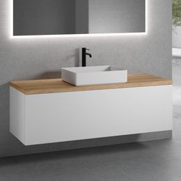 neoro n50 Unterschrank B: 160 cm mit 1 Auszug, Waschtisch &Oslash; 45 cm wei&szlig; matt,, BN0106WM+BN0495WM+BN0405W1,