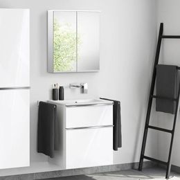 Duravit ME by Starck Waschtisch, evineo ineo4 Unterschrank B: 63 cm, mit Griff, mit Spiegelschrank,, 233663AC60+BE0265WH+BEA001MI,