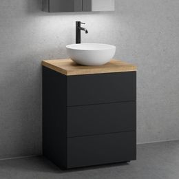 neoro n50 Unterschrank B: 60 cm mit 3 Ausz&uuml;gen, Waschtisch &Oslash; 45 cm wei&szlig; matt,, BN0106WM+BN0451BM+BN0401W1,