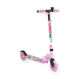 Byox Kinderroller Miracle faltbar LED-PU-R&auml;der ABEC-7 Klingel H&ouml;he einstellbar rosa