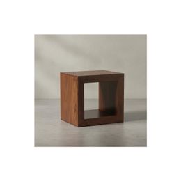KADIMA DESIGN Sheesham Holz Standregal/Beistelltisch: Geradlinig, Handgefertigt, 44x44x33 cm.