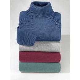 WITT Damen Rollkragenpullover mit Zierband-Detail, jeansblau, Gr&ouml;&szlig;e 48