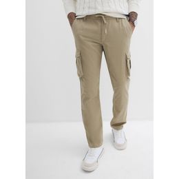 bonprix Regular Fit Cargohose mit Dehnbund Straight, gr&uuml;n, Gr.52, Angesagte Cargohose mit elastischem Bund und Bindeband, maschinenwaschbar, aus 100% Baumwolle