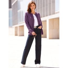 WITT Damen Strickjacke mit gebogter Knopfleiste, traube-meliert, Gr&ouml;&szlig;e 40