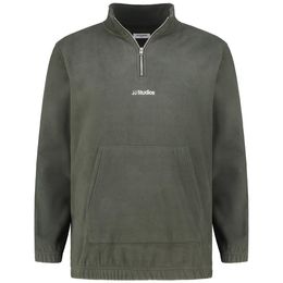 Jack & Jones Gro&szlig;e Gr&ouml;&szlig;en Jack&Jones Fleecepullover mit Troyerkragen Farbe oliv Gr&ouml;&szlig;e: 4XL