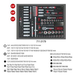 KS Tools 1/4"+3/8"+1/2" Steckschl&uuml;ssel-Satz, 179-tlg. in 1/1 Systemeinlage (711.0179)