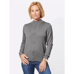 WITT Damen Stehkragenpullover mit elastischen Rippabschl&uuml;ssen, steingrau, Gr&ouml;&szlig;e 40