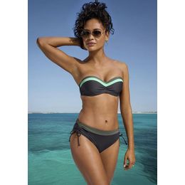 s.Oliver B&uuml;gel-Bandeau-Bikini-Top 'Yella' grau Gr. 44 Cup D. Mit B&uuml;gel Und Mit Seitlichen St&auml;bchen. Nachhaltig.