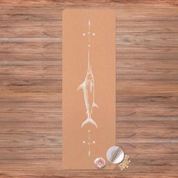 Bilderwelten Yogamatte Kork Vintage weiss Tiere Sportmatte - Vintage Schwertfisch Wei&szlig; - Retro rutschfest