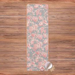 Bilderwelten Yogamatte Kork Vintage grau Blumen Sportmatte - Floraler Kupferstich Rosagrau - Retro rutschfest