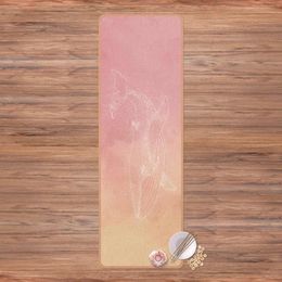 Bilderwelten Yogamatte Kork Illustration rosa Tiere Aquarell - Blauwal auf Rosa Aquarell - Gymnastik rutschfest