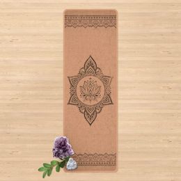 Bilderwelten Yogamatte Kork Orientalisch grau Spirituell Steinoptik - Mandala Lotus Betonoptik - Mandala rutschfest