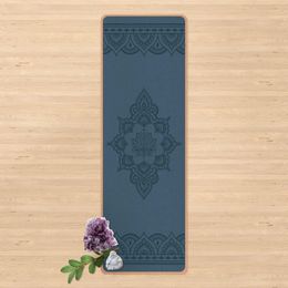 Bilderwelten Yogamatte Kork Orientalisch blau Spirituell Sportmatte - Lotusbl&uuml;te Indische Ornamente - Mandala rutschfest