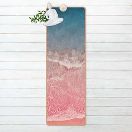 Bilderwelten Yogamatte Kork Motiv pink Strand Sportmatte - Ozean in Pink - Landschaft rutschfest