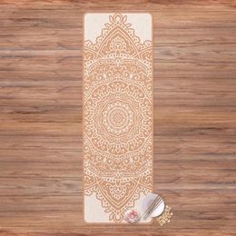 Bilderwelten Yogamatte Kork Orientalisch weiss Spirituell Sportmatte - Mandala Indische Ornamente - Mandala rutschfest
