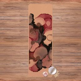 Bilderwelten Yogamatte Kork Abstrakt rosa originell Aquarell - Pink-Beige Tropfen mit Ros&eacute;gold - Gymnastik rutschfest