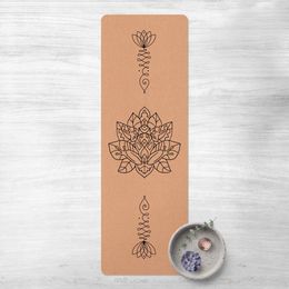 Bilderwelten Yogamatte Kork Orientalisch schwarz Tiere Sportmatte - Mandala Frosch - Mandala rutschfest