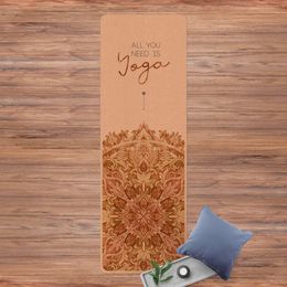Bilderwelten Yogamatte Kork Illustration orange Spr&uuml;che Aquarell - Spruch All you need is Yoga Orange - Mandala rutschfest