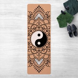 Bilderwelten Yogamatte Kork Orientalisch schwarz Spirituell Sportmatte - Mandala Yin und Yang - Mandala rutschfest