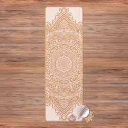 Bilderwelten Yogamatte Kork Orientalisch weiss Spirituell Sportmatte - Mandala Indische Ornamente - Mandala rutschfest