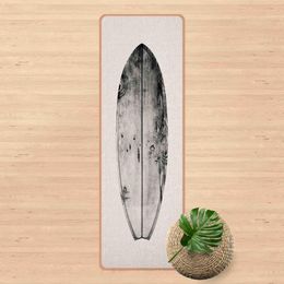 Bilderwelten Yogamatte Kork Motiv schwarz weiss Sport Sportmatte - Surfboard - Surfen rutschfest