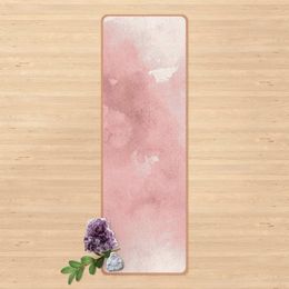 Bilderwelten Yogamatte Kork Illustration rosa Training Sportmatte - Aquarellstruktur Rosa Zuckerwatte - Gymnastik rutschfest