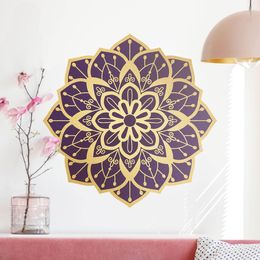 Bilderwelten Wandtattoo Spirituell Orientalisch selbstklebend gold - Mandala Bl&uuml;te Muster gold violett - Ornamente Wohnzimmer Schlafzimmer