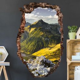 Bilderwelten Wandtattoo Natur modern 3D-Effekt gr&uuml;n - Berge und Tal der Lechtaler Alpen in Tirol Wanddruchbruch - Landschaft Wohnzimmer Schlafzimmer
