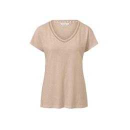 Tchibo - Shirt mit Crochet-Tape - Damen - Gr. S - beige
