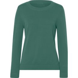 Damen Langarm-Pullover aus reiner Baumwolle jade, Gr&ouml;&szlig;e 52