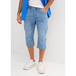 bonprix Leichte Stretch-Jeans-Long-Bermuda Regular Fit, blau, Gr.64, trendige Jeans-Bermuda in moderner Waschung und mit Ziern&auml;hten aus leichtem Denim, 98% Baumwolle (organic)